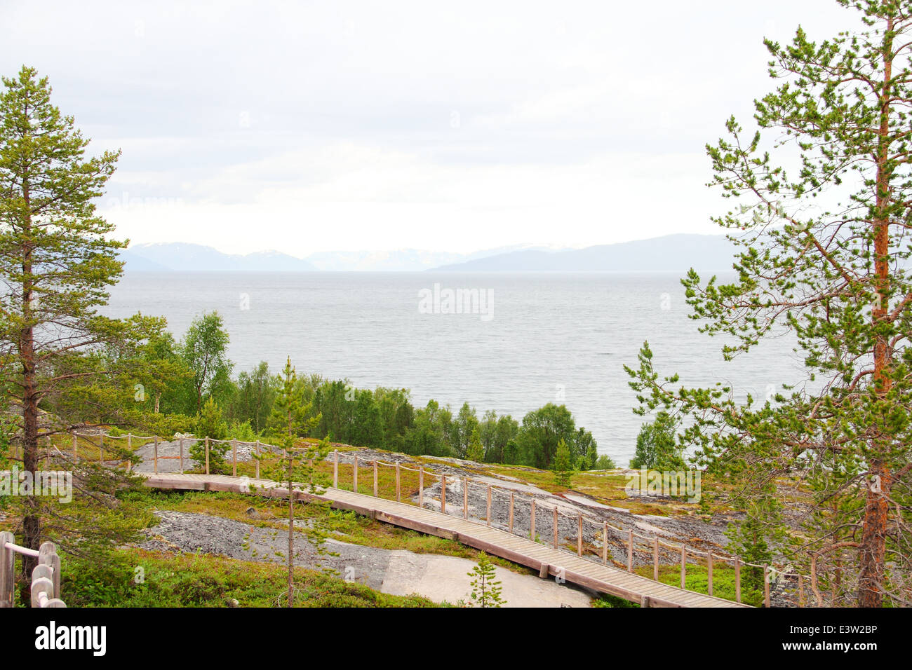 Norwegian landscaped park with walking roads, Alta Stock Photo - Alamy