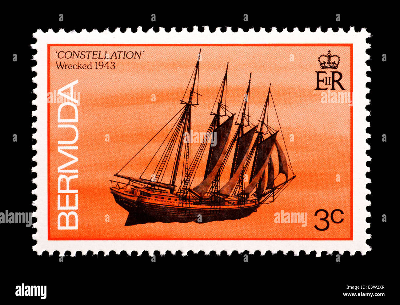 Postage stamp from Bermuda depicting the sailing ship "Constellation ...