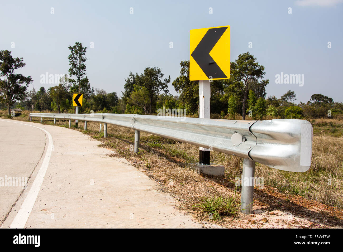 Curve road sign Stock Photo - Alamy