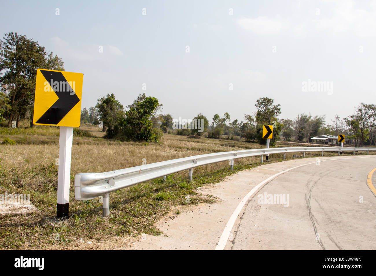 Curve road sign Stock Photo - Alamy