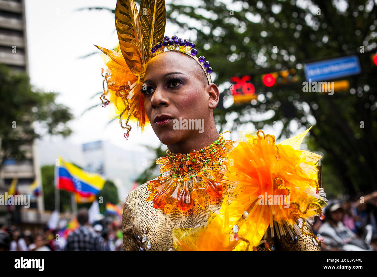Caracas, Venezuela. 29th June, 2014. A resident participates in the Gay ...