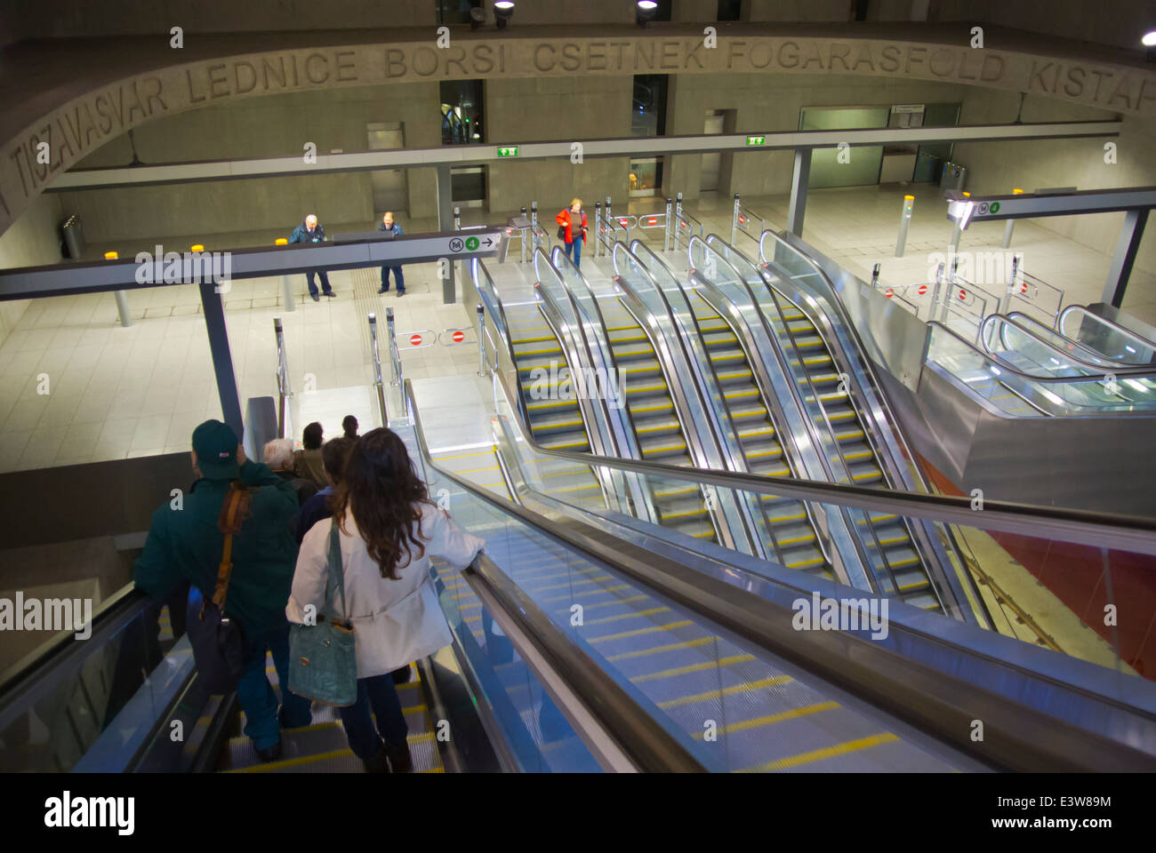 Metro line 4 M4 station interior, Rakoczi ter, Jozsefvaros district ...