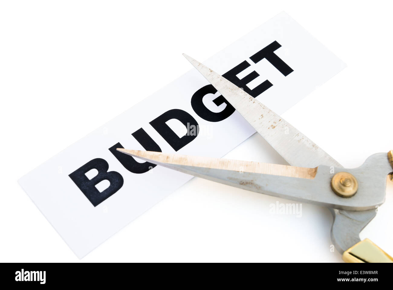 tag of budget and scissors with clipping path Stock Photo - Alamy