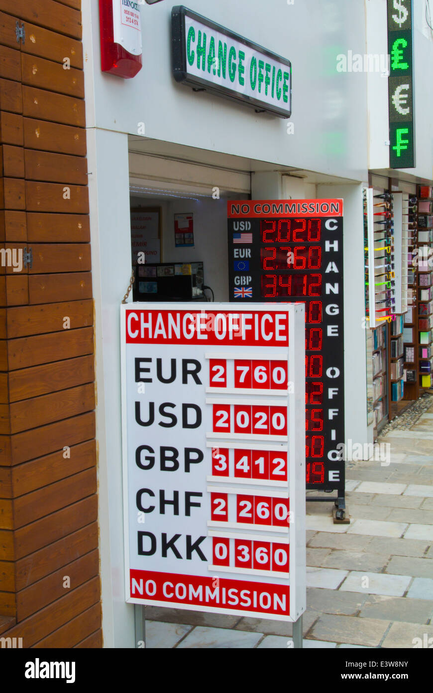 Money change office, bazaar area, Bodrum, Mugla region, western Turkey ...