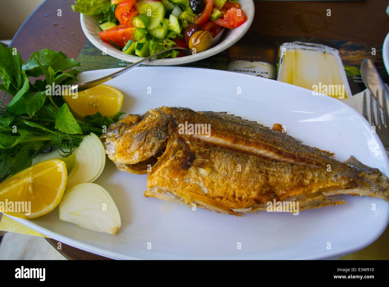 Grilled fish, Marmaris, Mugla province, Turkey, Asia Minor Stock Photo ...