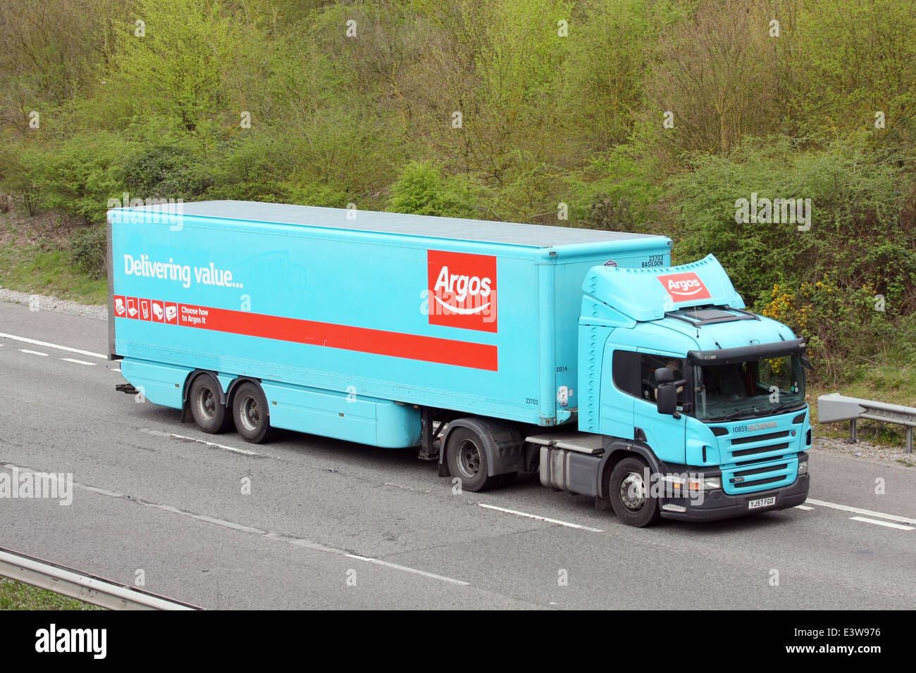 An Argos truck traveling along the M220 motorway in Kent, England Stock ...