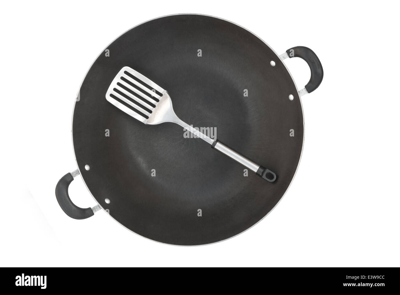 top view wok and spatula with clipping path Stock Photo - Alamy
