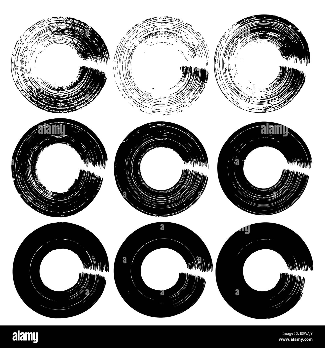 Set of black grunge ink circles Stock Photo - Alamy