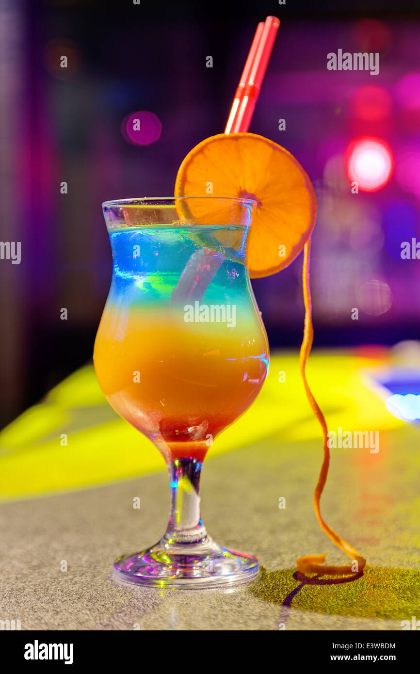 cocktail at bar in a night club with vivid colors Stock Photo - Alamy