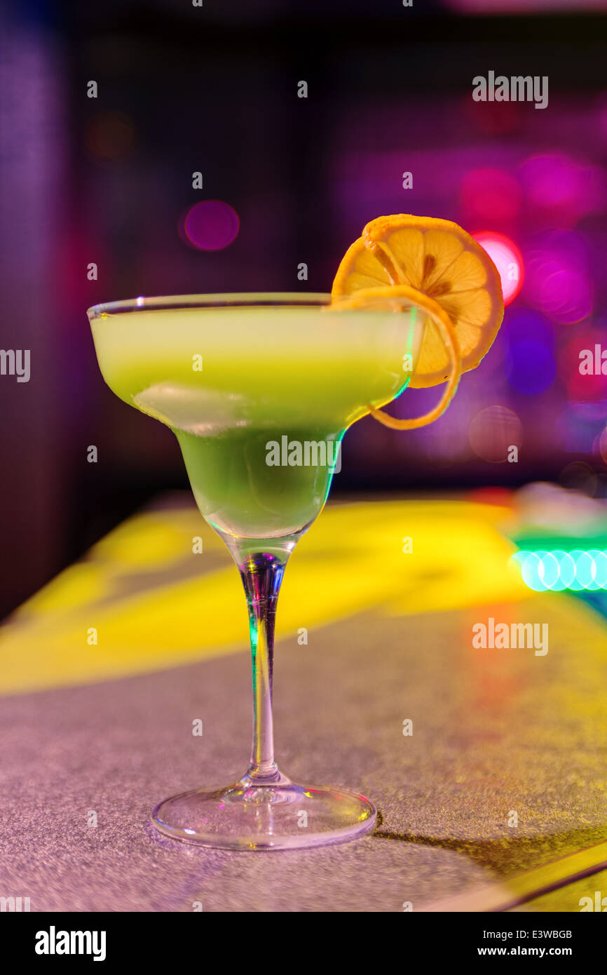 cocktail at bar in a night club with vivid colors Stock Photo - Alamy