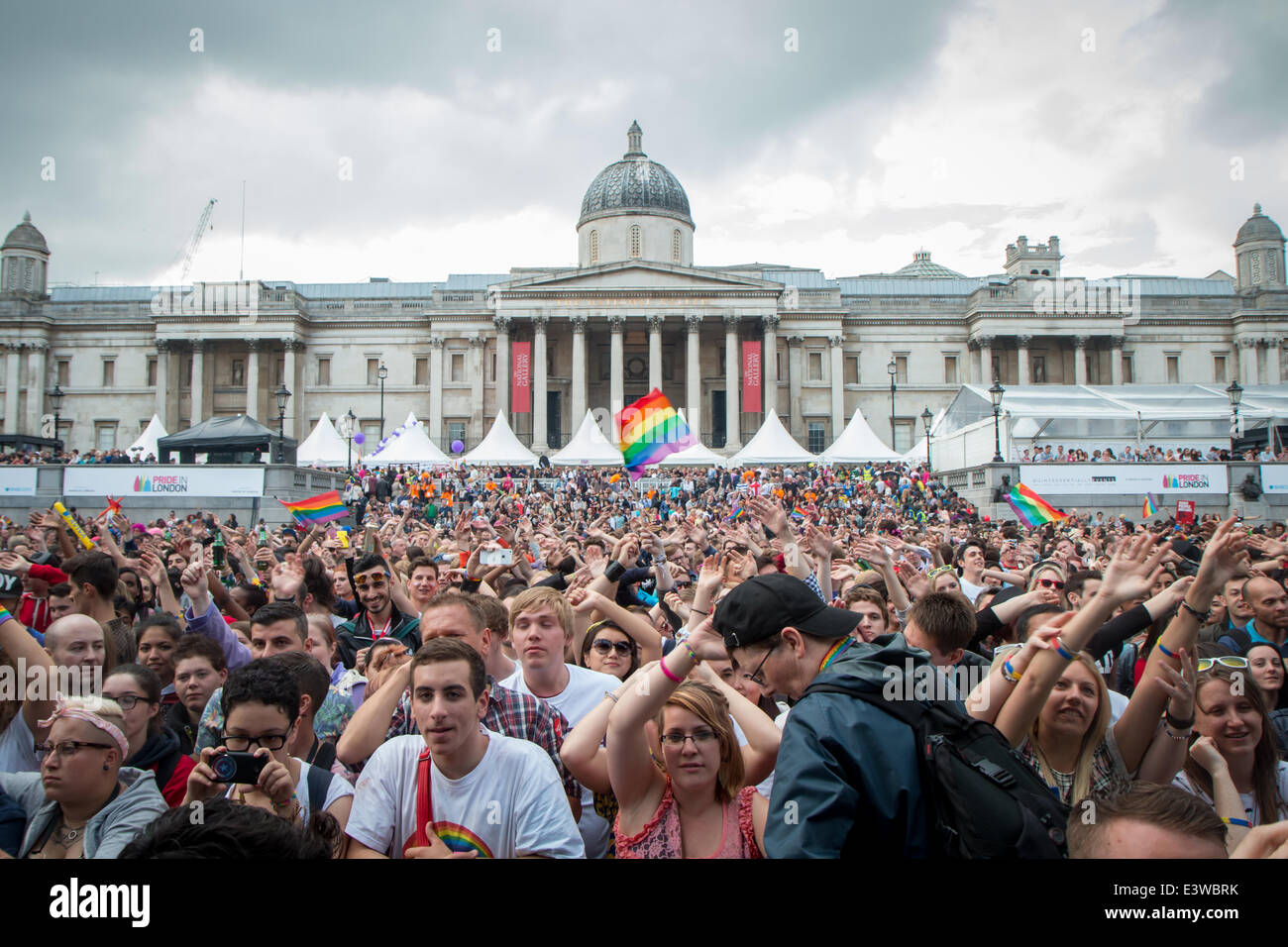 Crowd in Trafalgar Square for Pride in London 2014 Stock Photo - Alamy