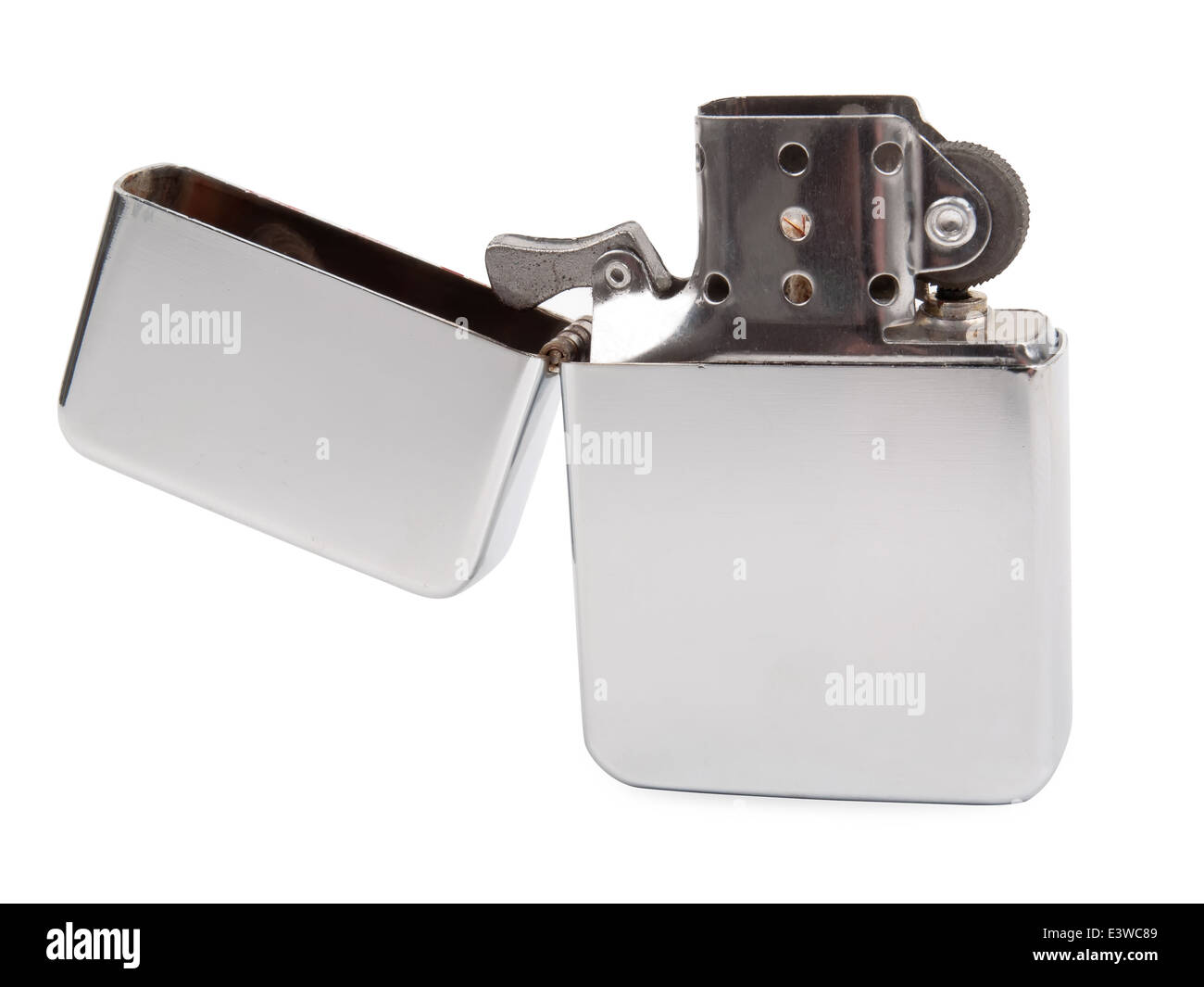 silver gasoline lighter isolated on white background Stock Photo - Alamy
