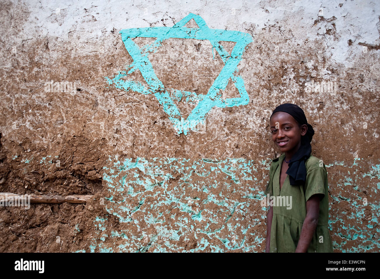 A star of David is painted on a wall in a former Falasha village ...