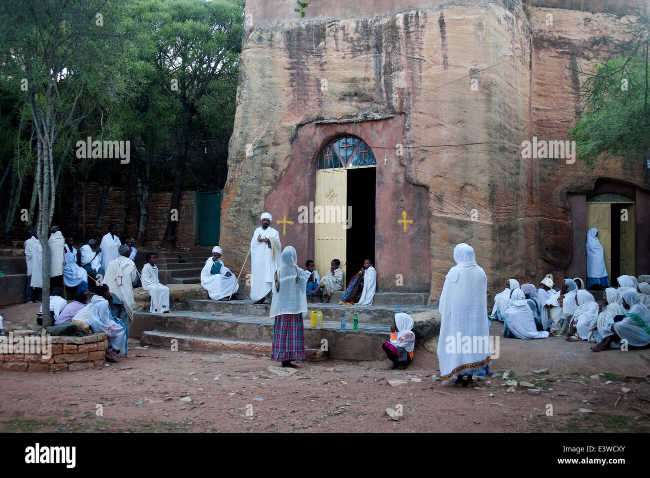 Orthodox mass in front of a rock hewn church ( Ethiopia Stock Photo - Alamy