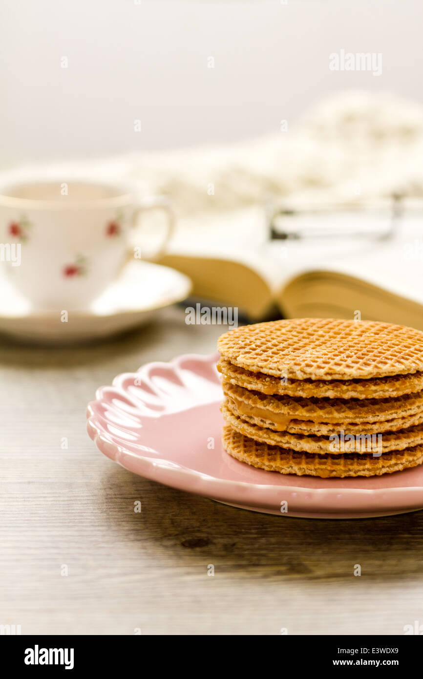 Dutch Syrup Waffles (Stroopwafels) and afternoon tea Stock Photo - Alamy