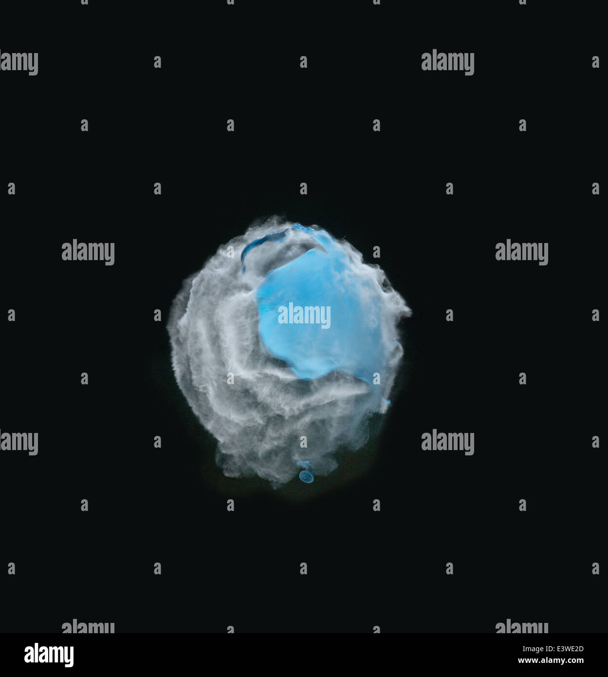 high speed flash capturing bursting balloon and visible sound wave ...