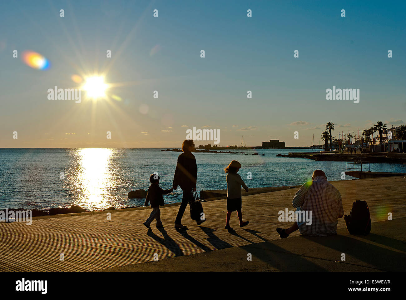 Promenade at sunset,Cyprus,Paphos Stock Photo - Alamy