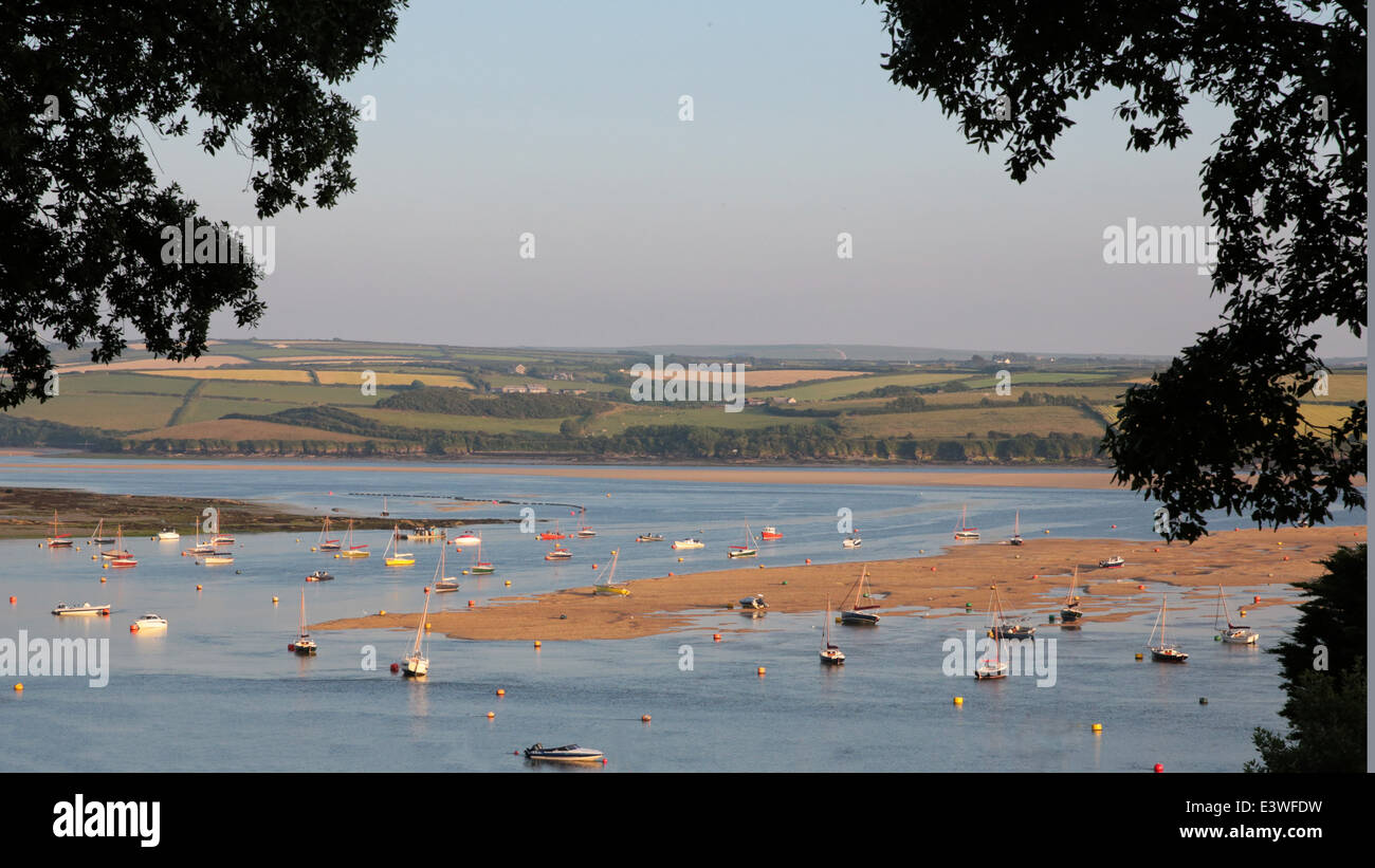 The Camel estuary in north Cornwall, seen from above Rock on the north ...