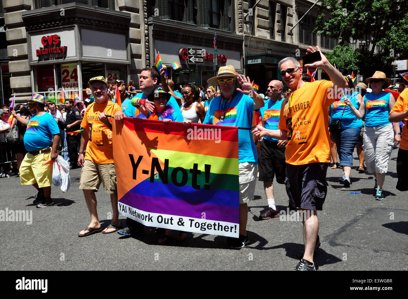 NYC: Marchers from the Y-NOT group with their rainbow banner at the ...