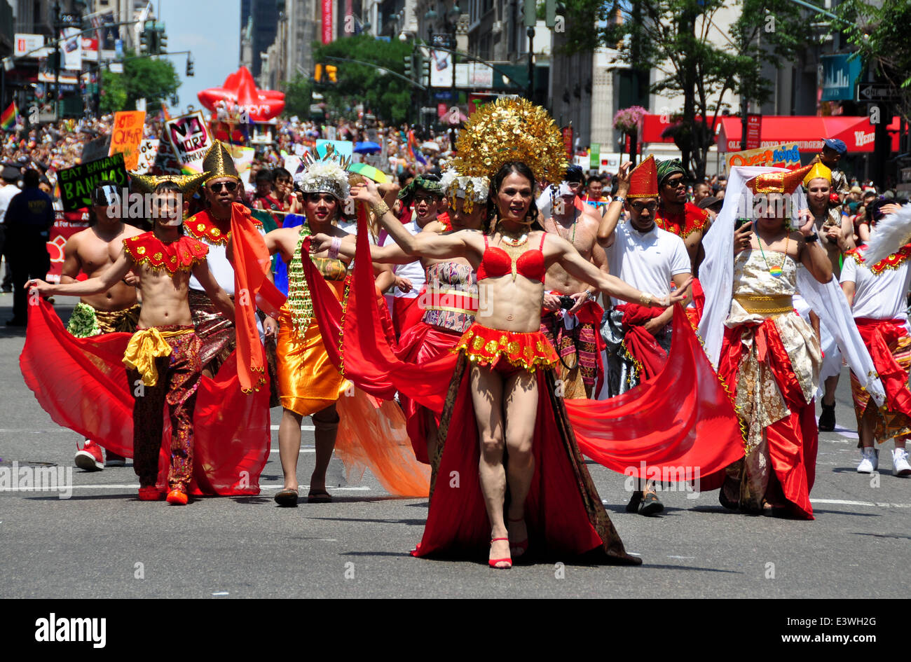 NYC: Gay Indonesians in their colourful native costumes marching in the ...