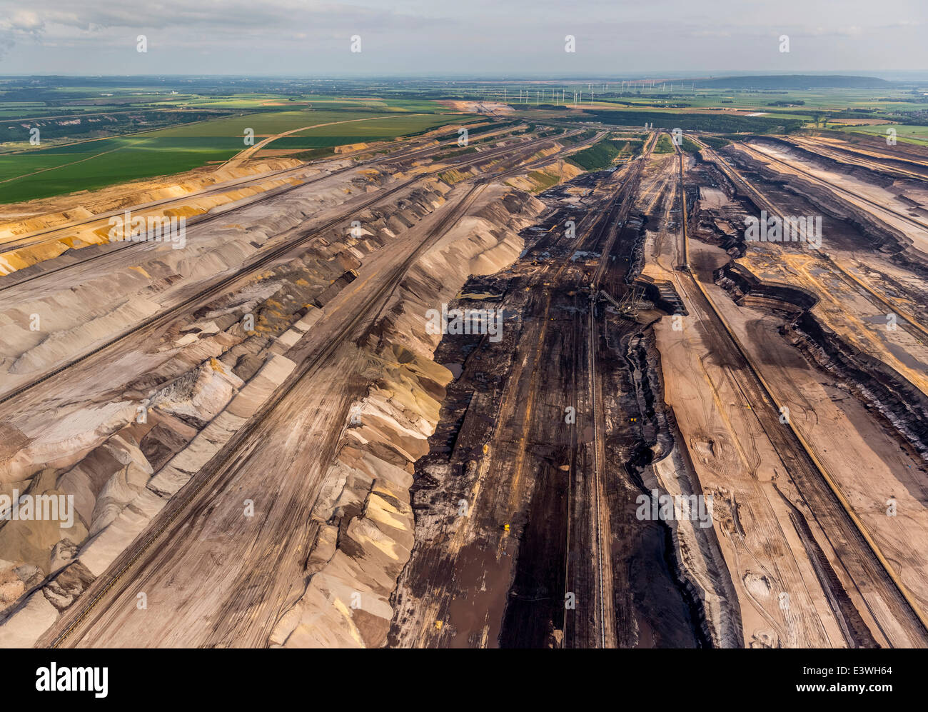 Aerial view, diggers in the Garzweiler surface mine, RWE Rheinbraun ...