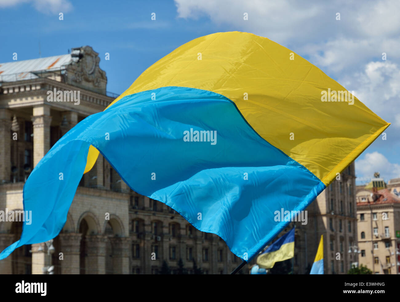 Ukrainian flag flying Stock Photo - Alamy
