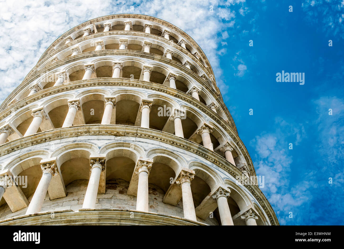 Leaning Tower of Pisa. Close up on blue sky Stock Photo - Alamy
