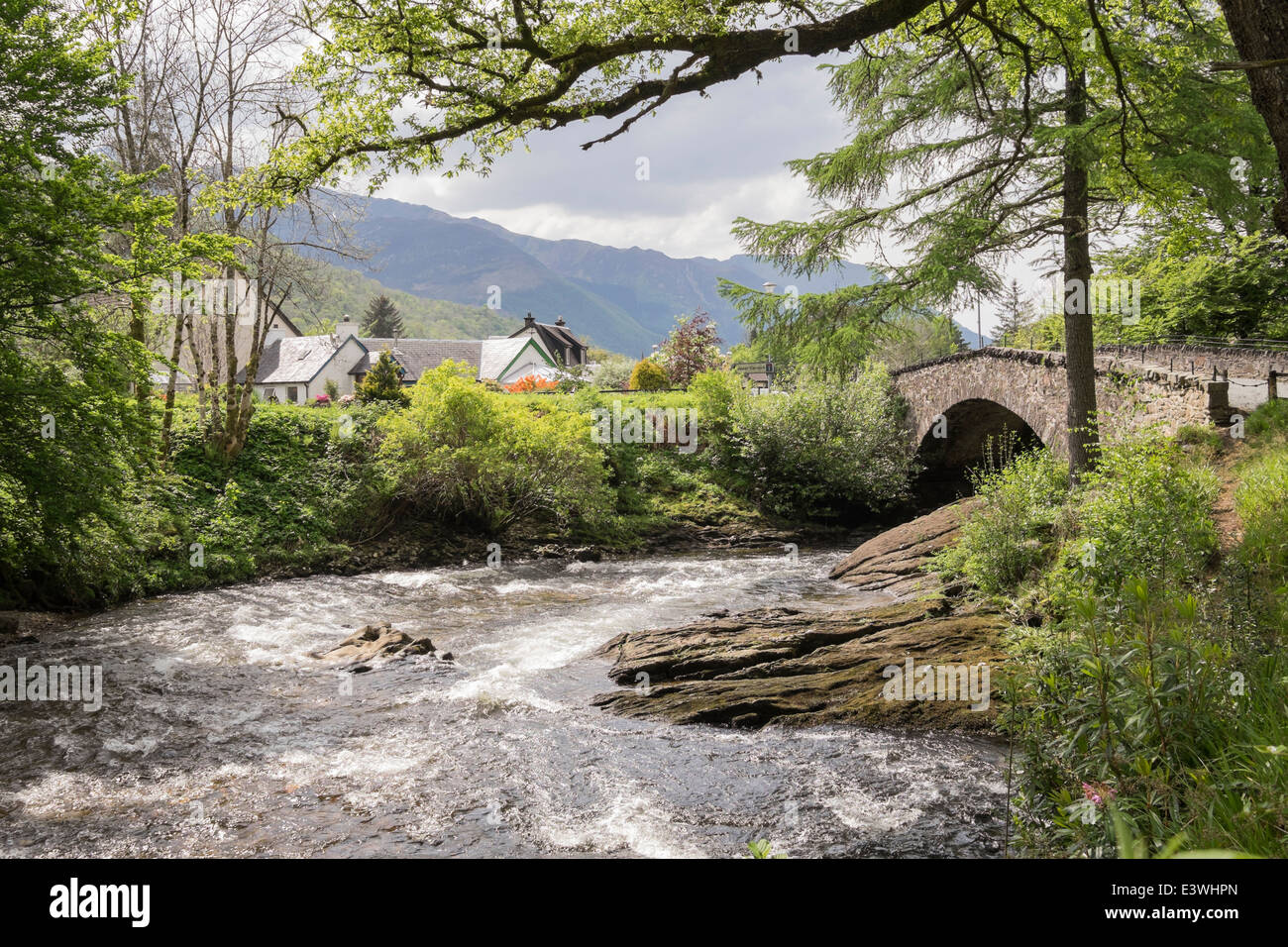 Old Bridge of Coe (1785) crossing the River Coe to village of Glencoe ...