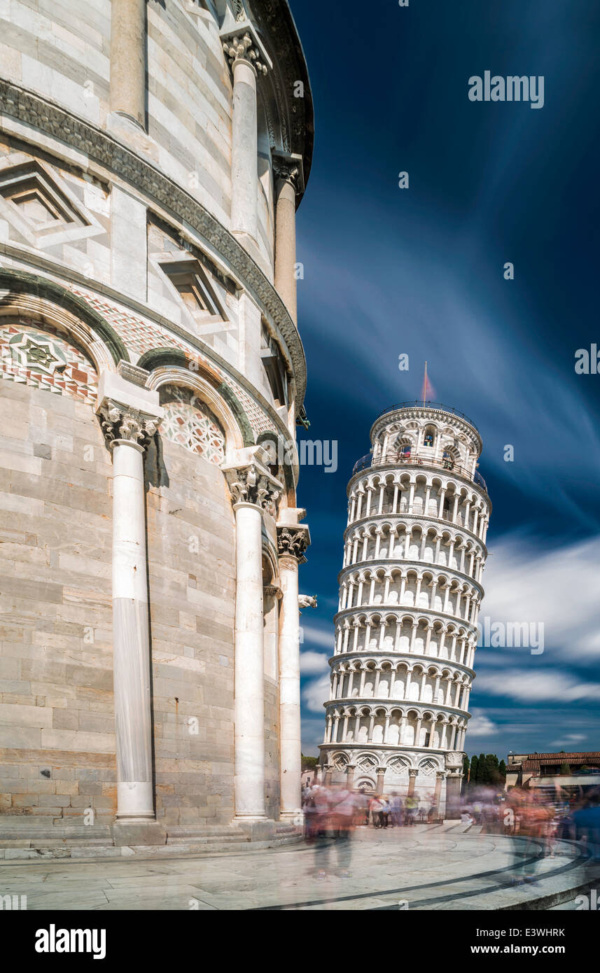 Leaning Tower of Pisa. Blue cloudy sky background Stock Photo - Alamy