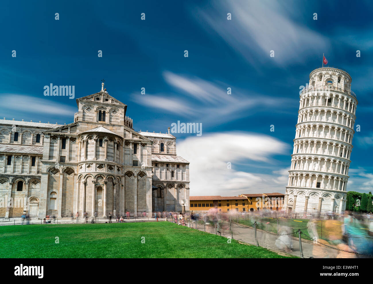 Leaning Tower of Pisa. Blue cloudy sky background Stock Photo - Alamy