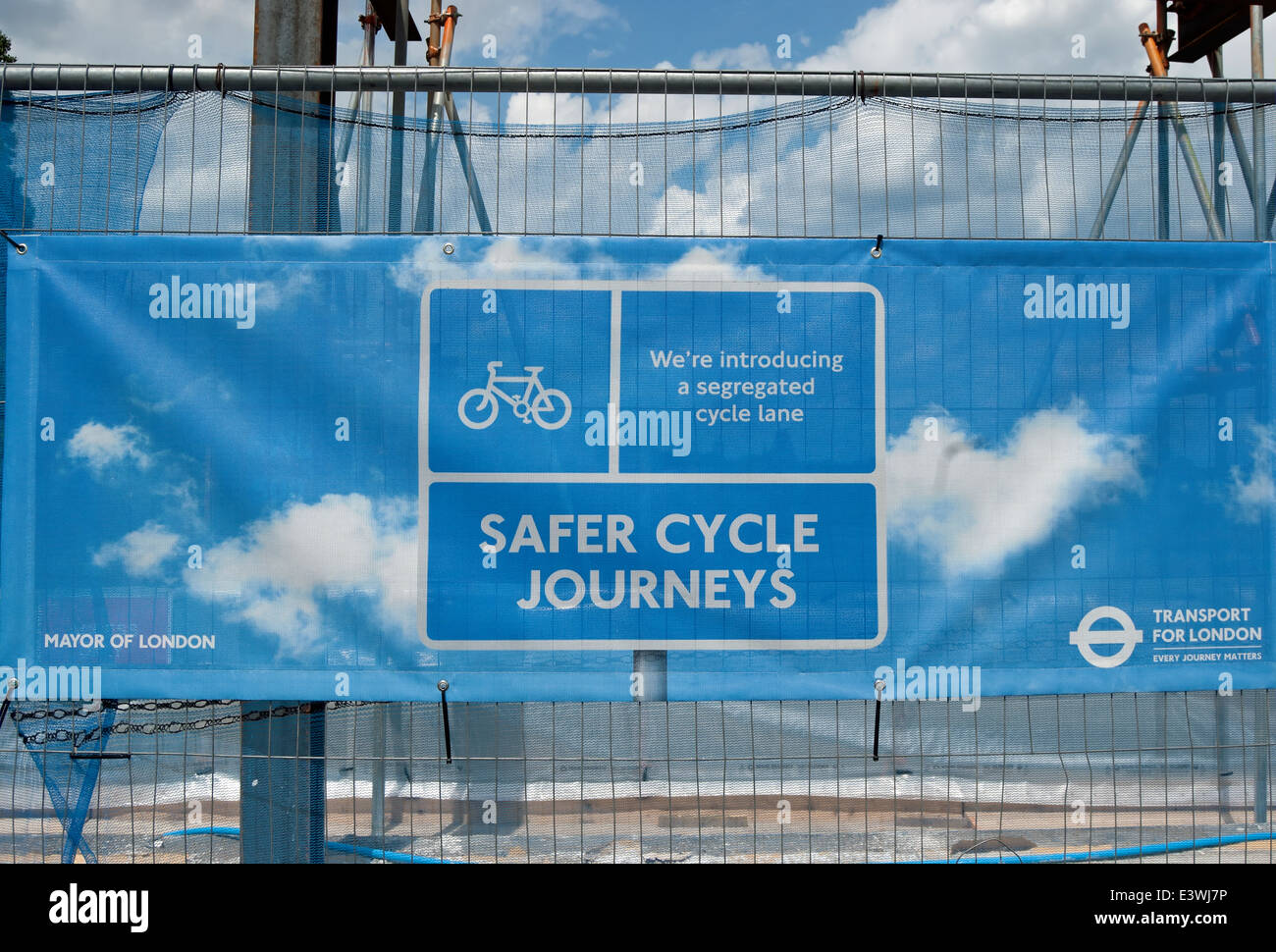temporary canvas notice erected during works at chiswick bridge, london ...