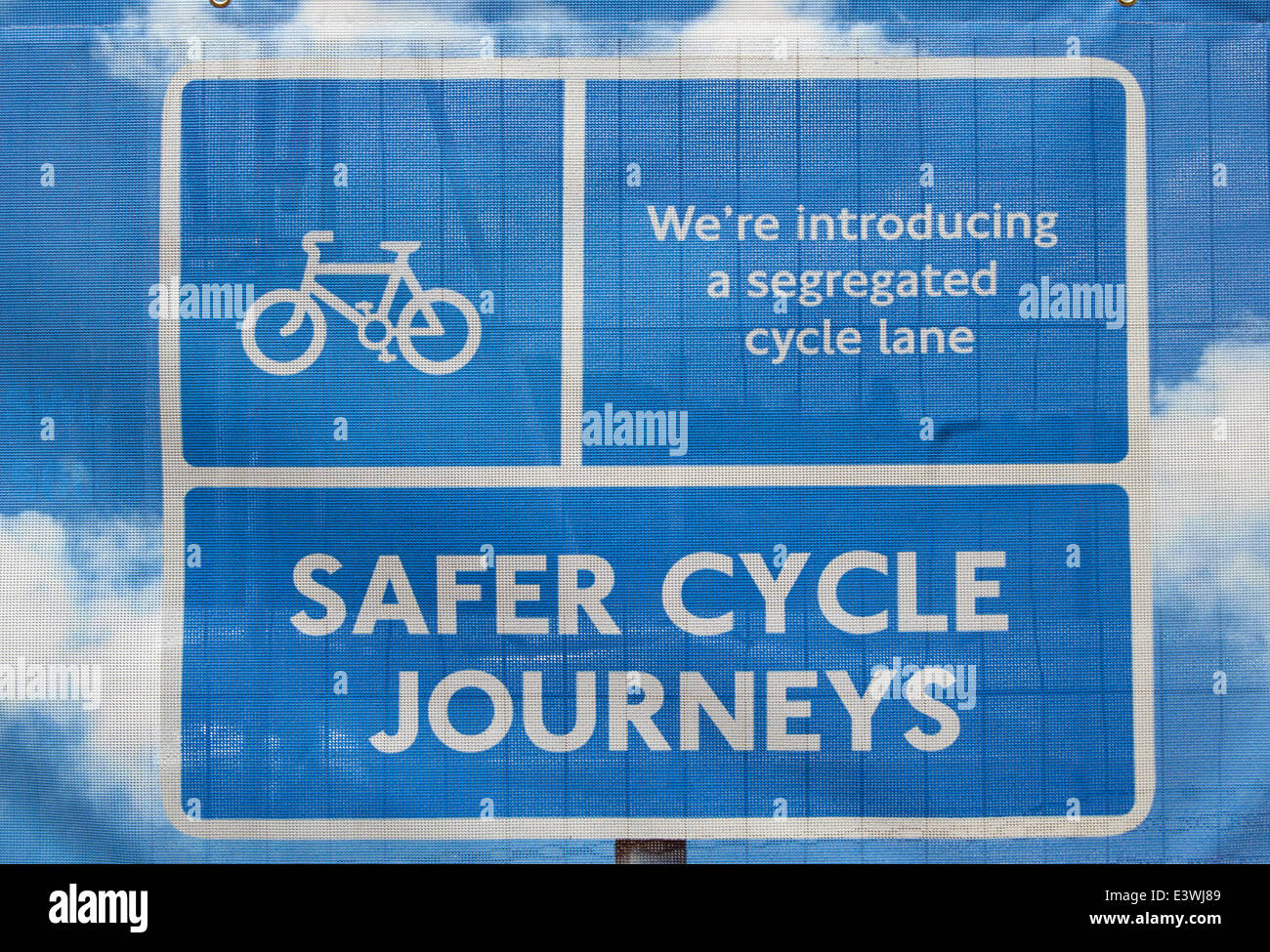 temporary canvas notice erected during works at chiswick bridge, london ...