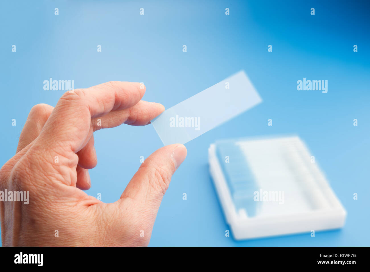 Microscopy slide in hand Stock Photo - Alamy