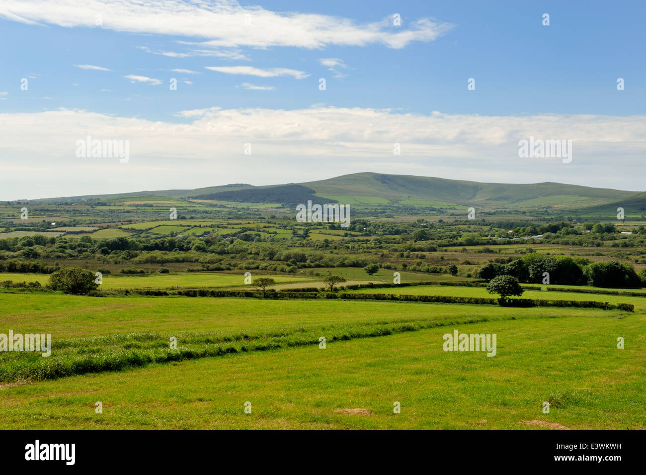 Wales countryside and fields Preseli mountains of Pembrokeshire Coast ...