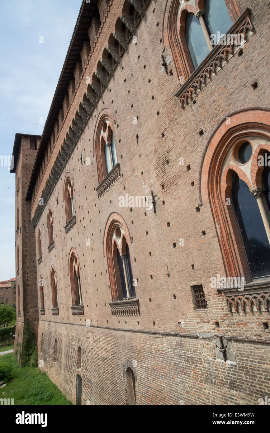 Side view of the Visconti Castle in Pavia, Lombardy, Italy Stock Photo ...