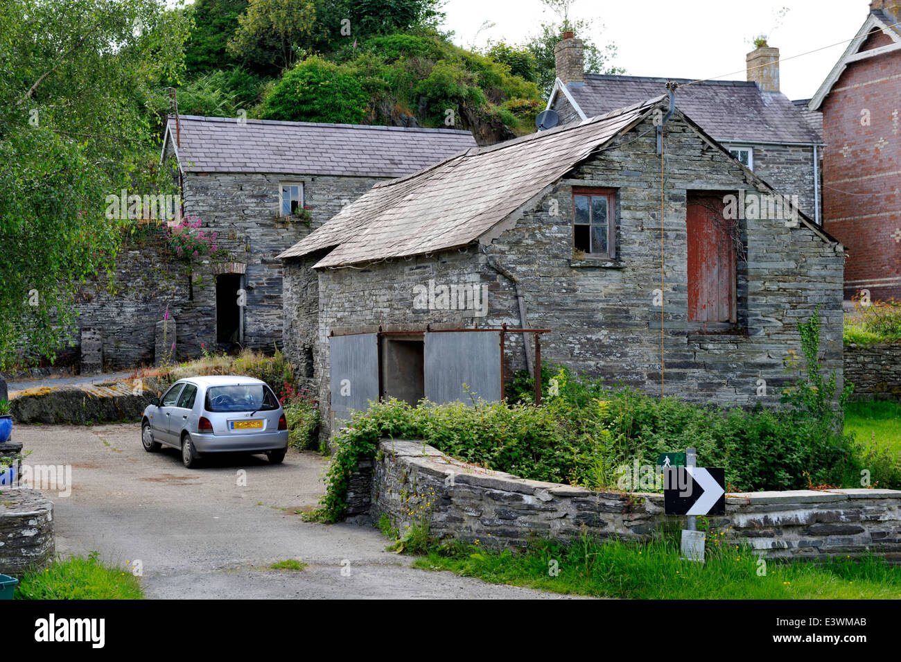 Old slate stone built farm buildings in Pembrokeshire, Wales, UK Stock ...