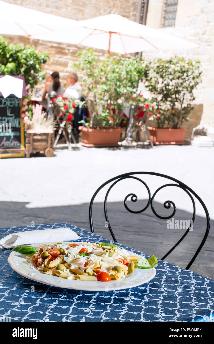 Plate with italian pasta. Vintage italian restaurant Stock Photo - Alamy