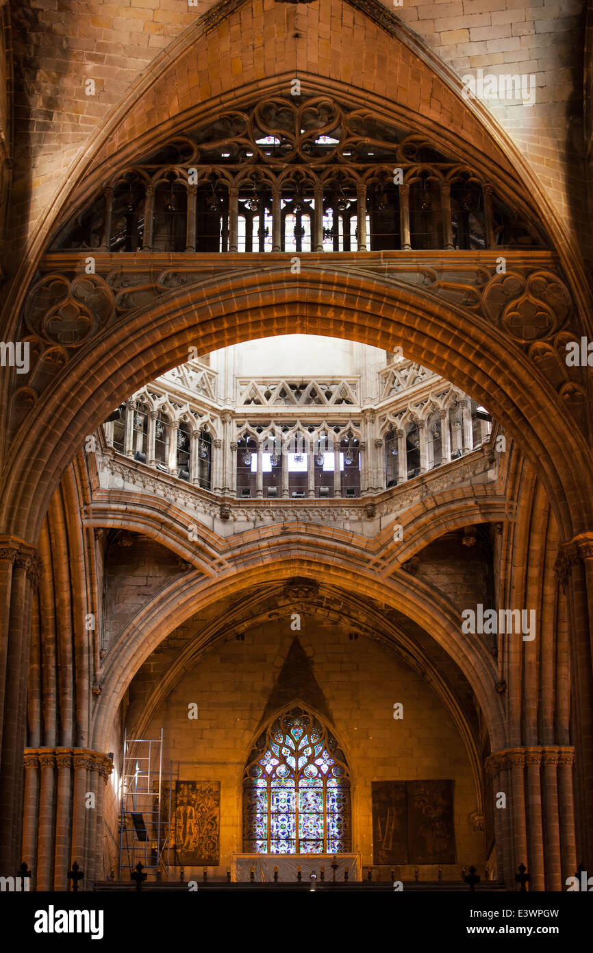 Gothic architecture of the Barcelona Cathedral in Catalonia, Spain ...