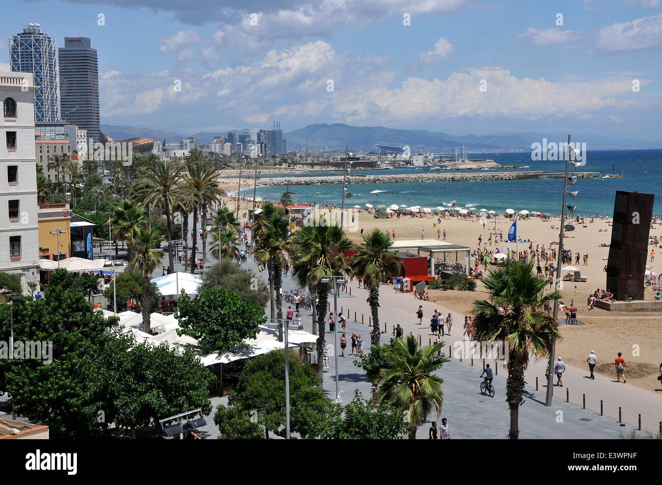 Barceloneta beach Barcelona sea side, Barcelona beach Stock Photo - Alamy