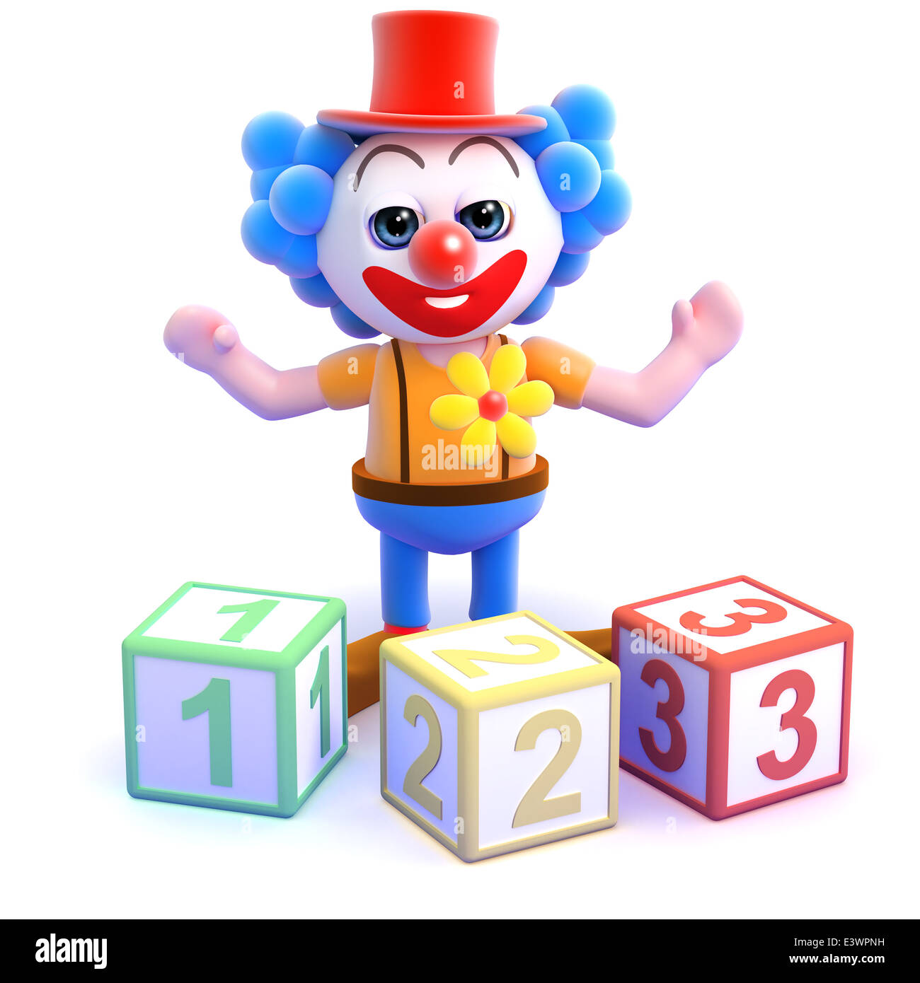 3d Clown with counting blocks Stock Photo - Alamy