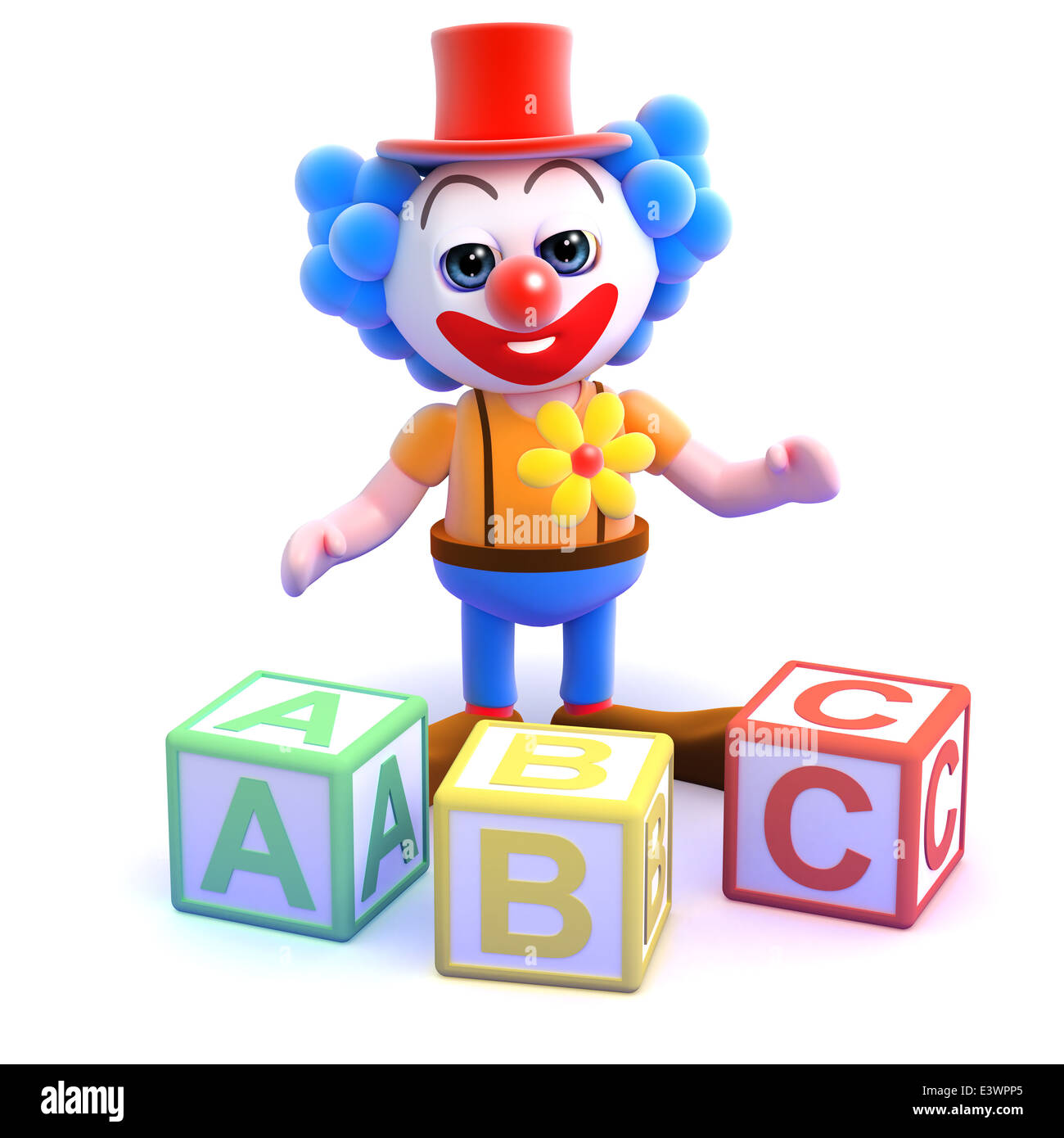 3d Clown with alphabet blocks Stock Photo - Alamy