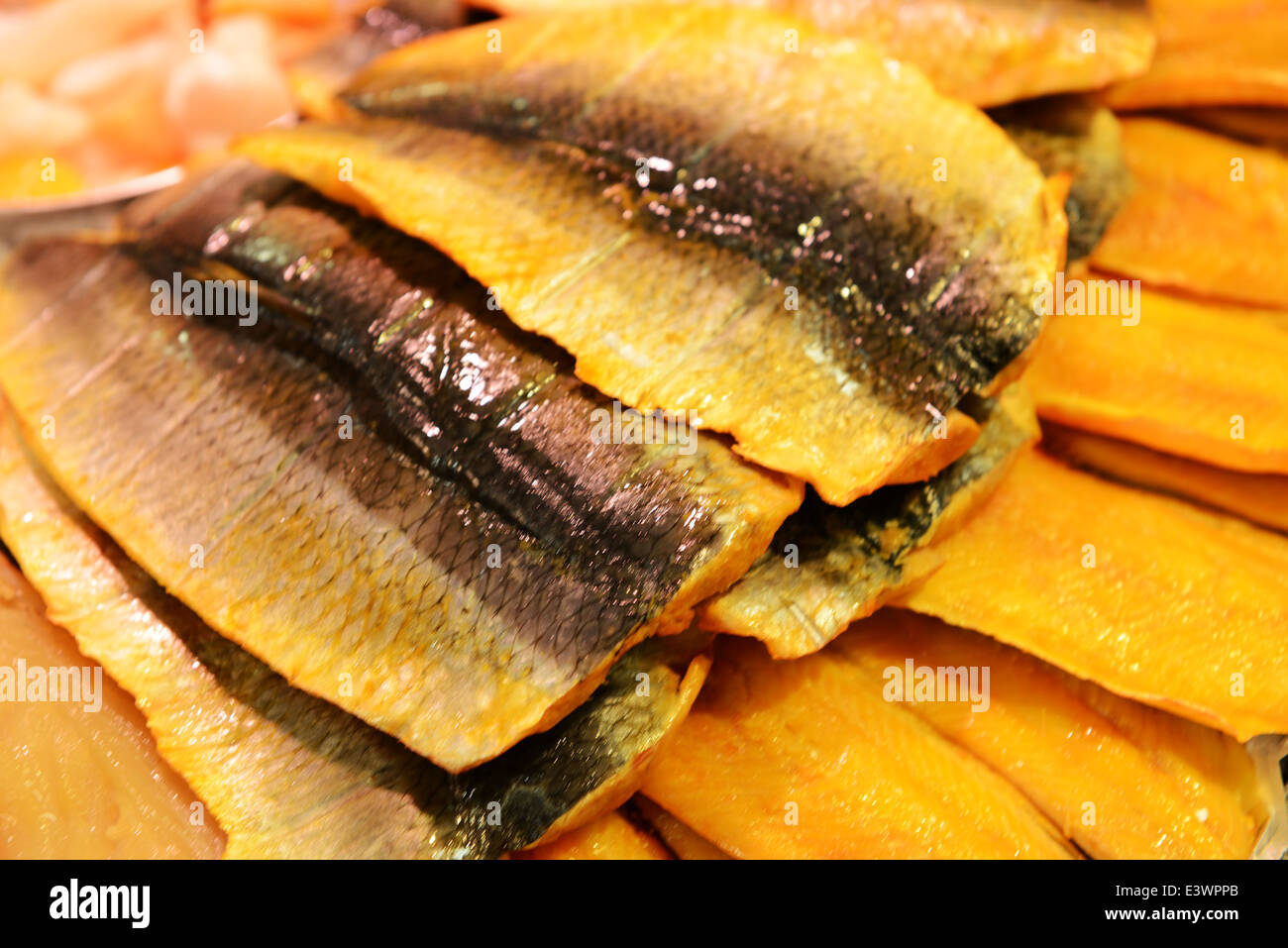 Smoked kipper fillets Stock Photo - Alamy