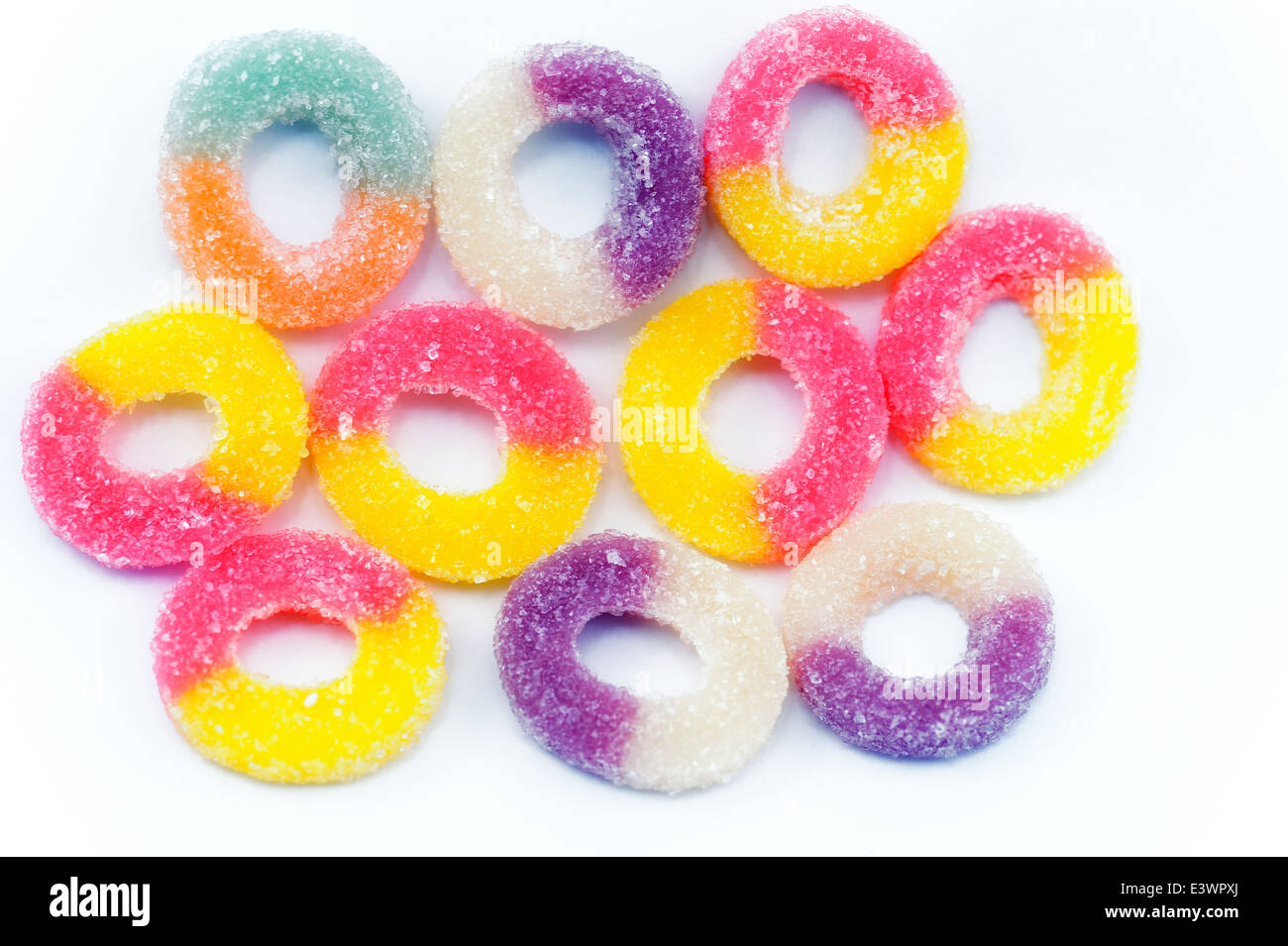 colorful jelly sugar coated circular sweets Stock Photo - Alamy