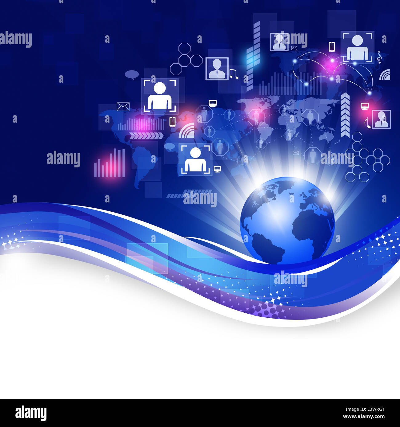 abstract world network business connection blue background Stock Photo ...