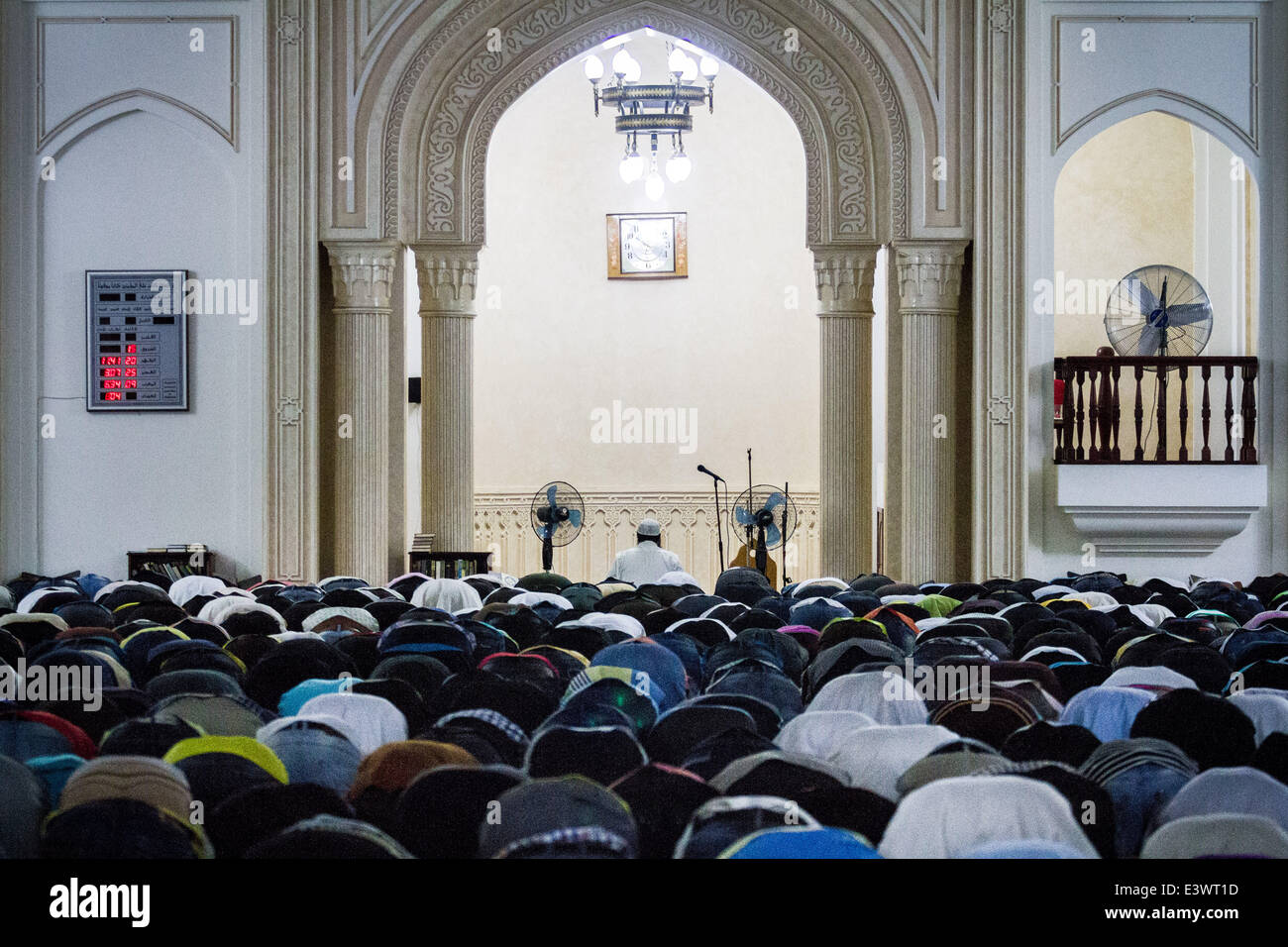 Manama, Bahrain. 30th June, 2014. Muslim men prays inside a mosque ...