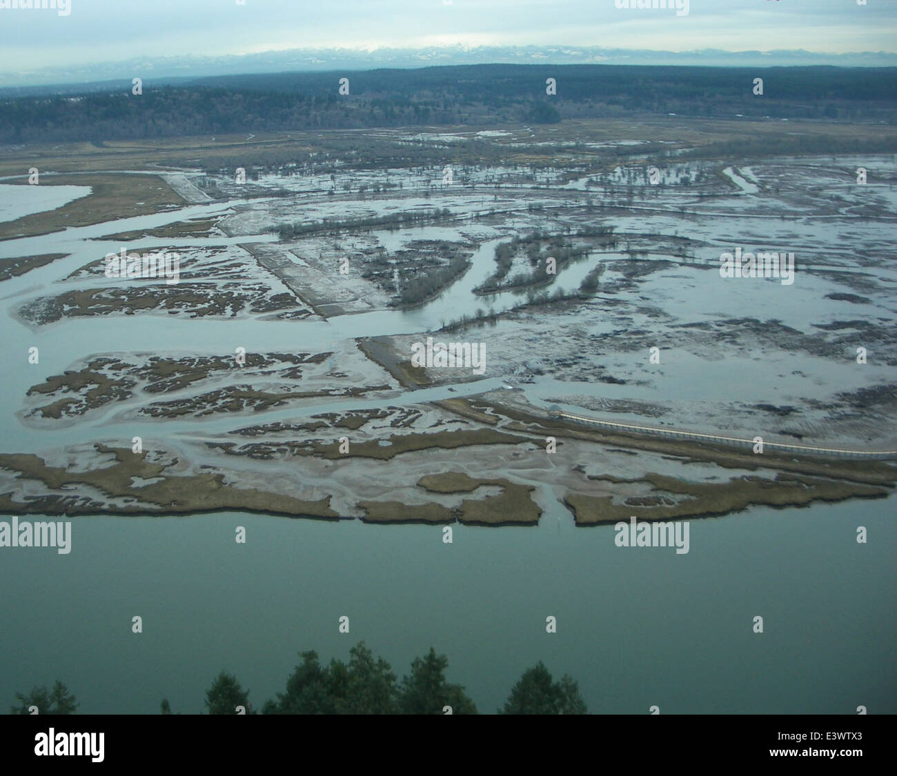 An aerial view showcases the restored Nisqually Estuary, a vital part ...