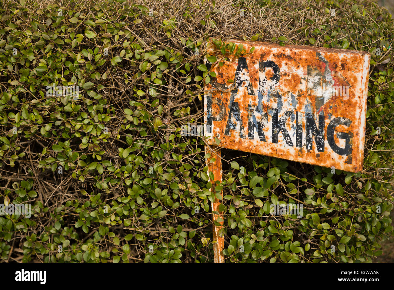 Rusted Car Park Sign Stock Photo - Alamy