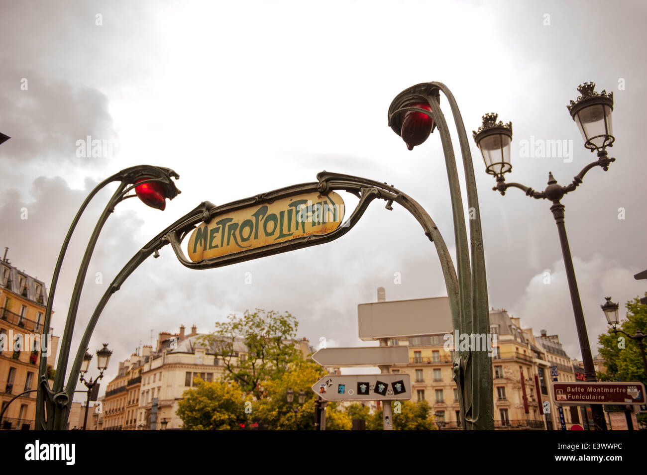 metropolitain subway station overhead sign paris france Stock Photo - Alamy