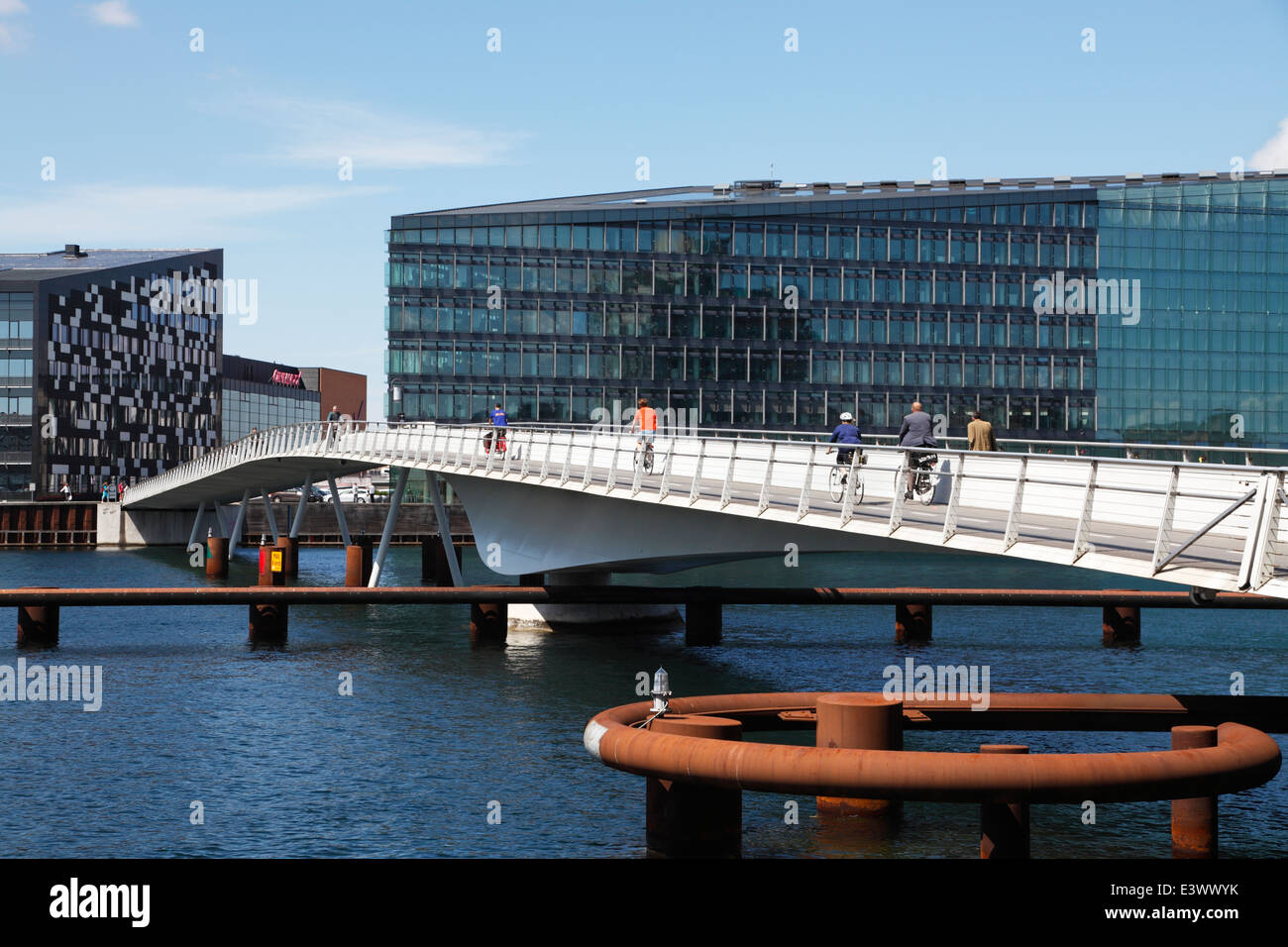The combined bicycle and walkway steel bridge, Bryggebroen - over the ...