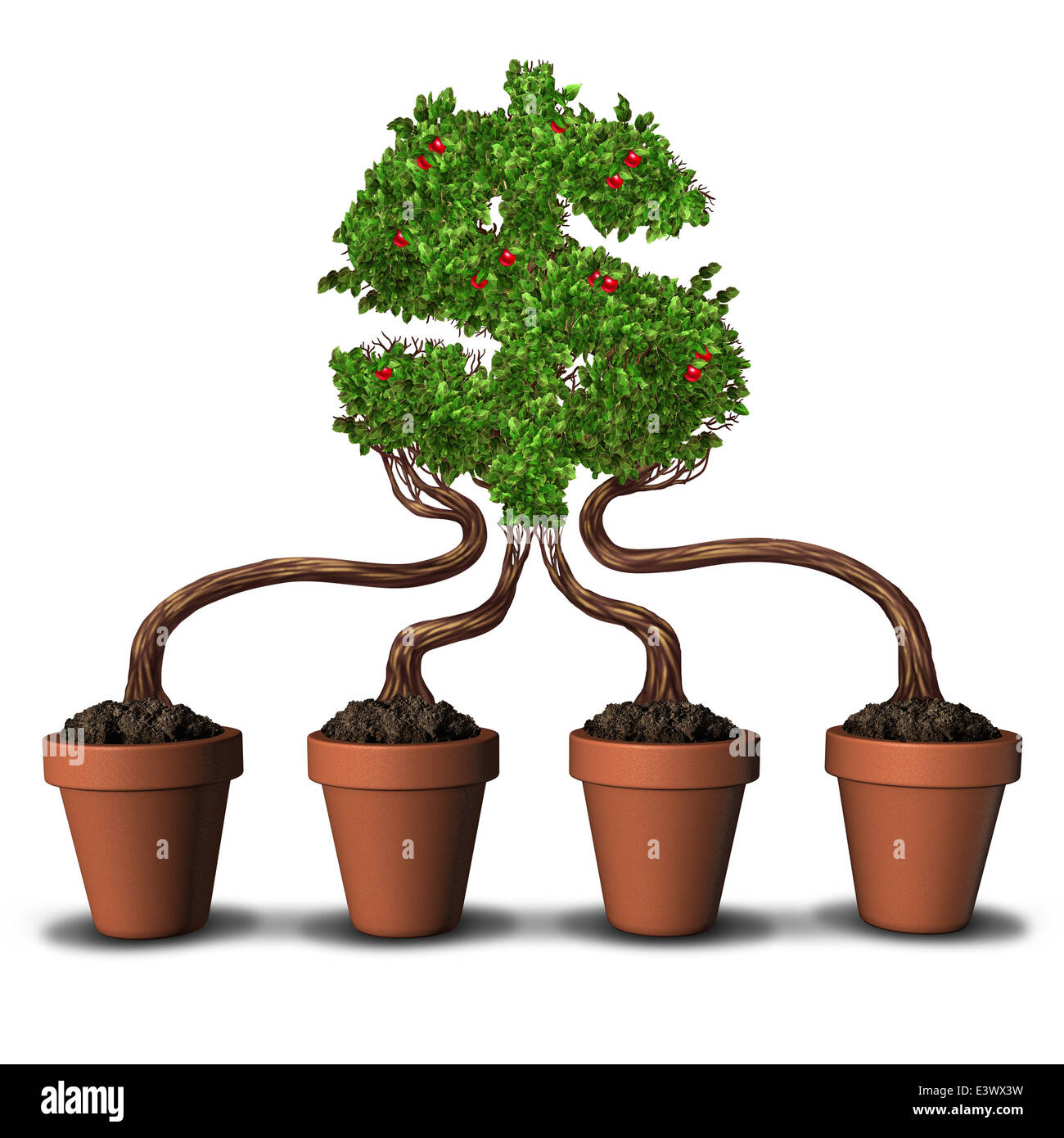 Team investing and group Investment business concept as four planting ...